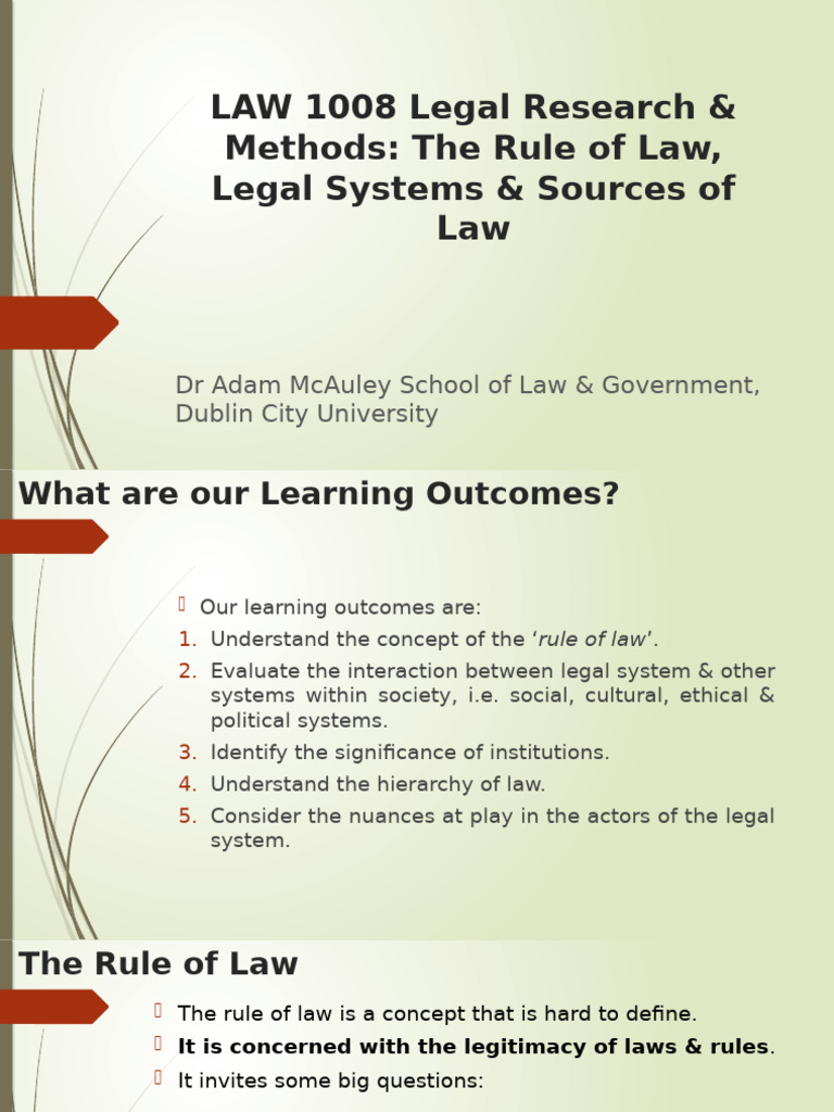 1 LAW 1008 The Rule of Law Sources of Law | PDF | Precedent | Common Law