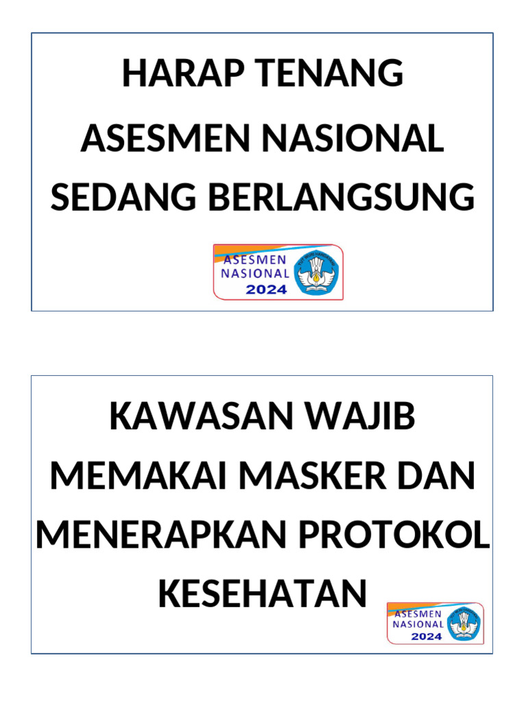 Tulisan Ruangan Anbk 2024 | PDF