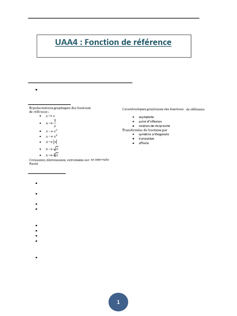 Fonction de référence en mathématiques 4G | PDF | Fonction ...