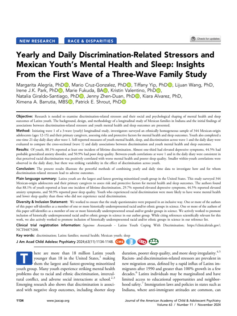 Yearly and Daily Discrimination Related Stressors | PDF | Mental Health ...