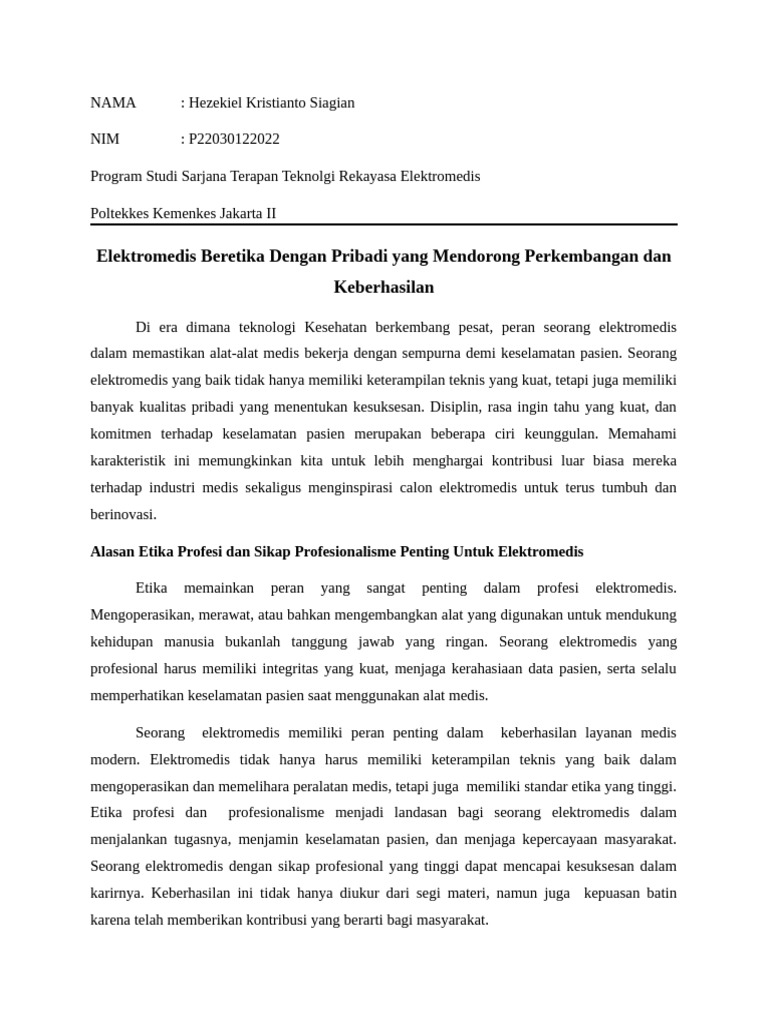 Elektromedis Beretika dan Profesionalisme | PDF