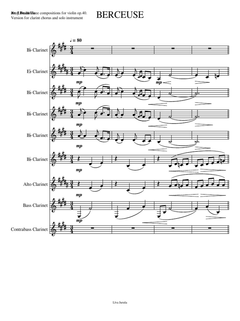 Bass Clarinet-Score - and - Parts | PDF | Clarinet | Musical Instruments