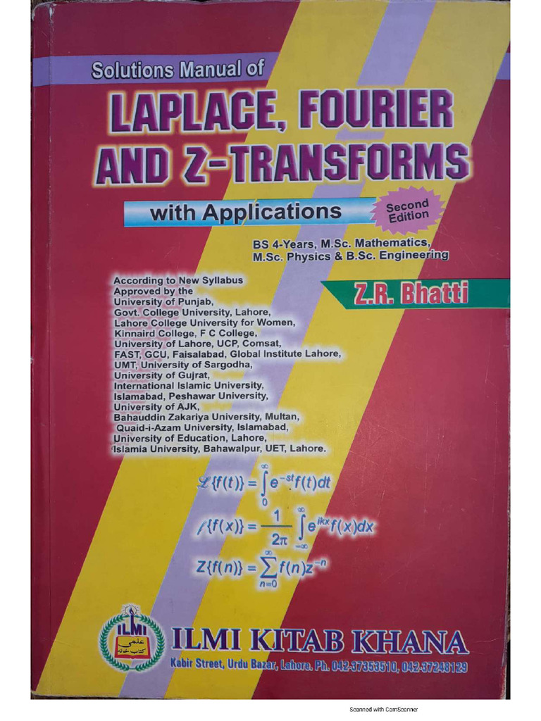 Solution Laplace Transform, Fourier and z Transform by z r Bhatti | PDF