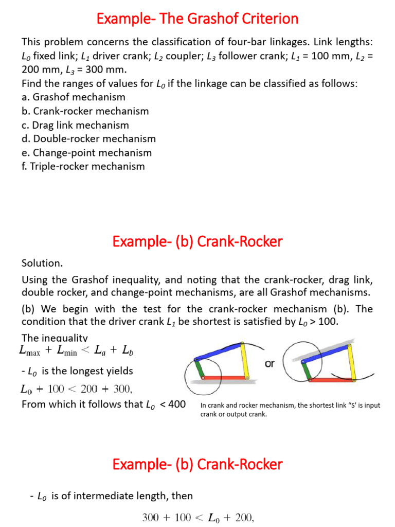 Grashof-Condition Criteria - | PDF | Kinematics | Mechanics