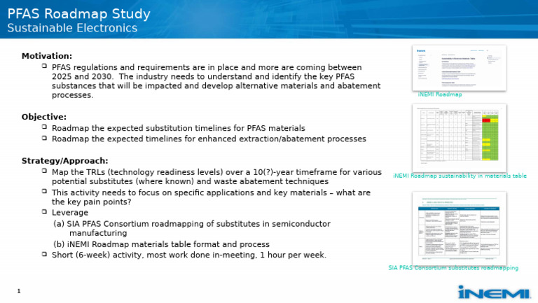iNEMI Roadmap PFAS Exercise Proposal | PDF