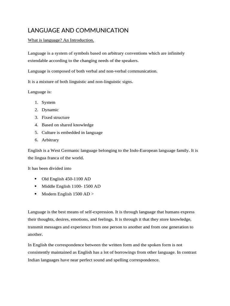 Language - Introduction | PDF