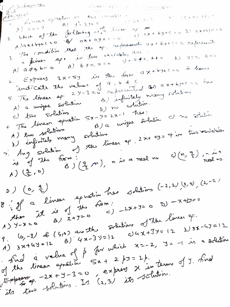 Ix Linear Eqs in Two Variables Assignment | PDF | Mathematical Concepts | Algebra