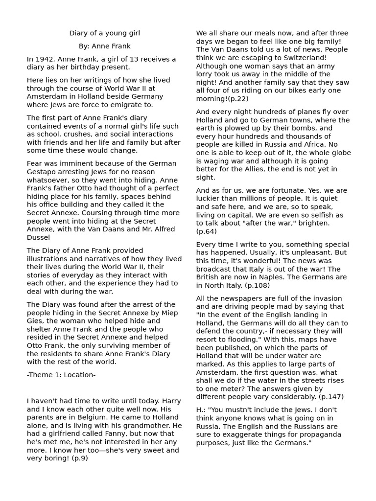 Diary of a young girl | PDF