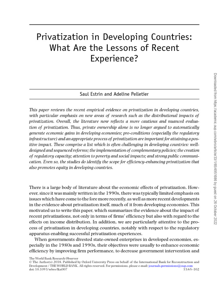 Privatization in Developing Countries | PDF | Privatization | State ...