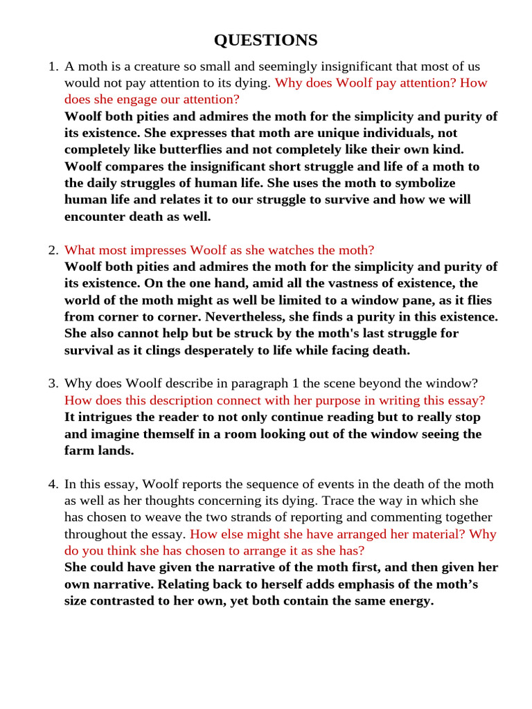 05 - The Death of the Moth [NOTES] | PDF | Virginia Woolf | Essays