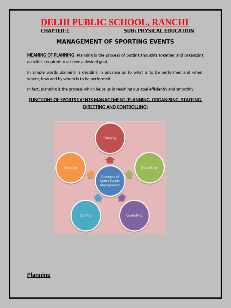 Sports Event Management Guide | PDF | Tournament | Planning