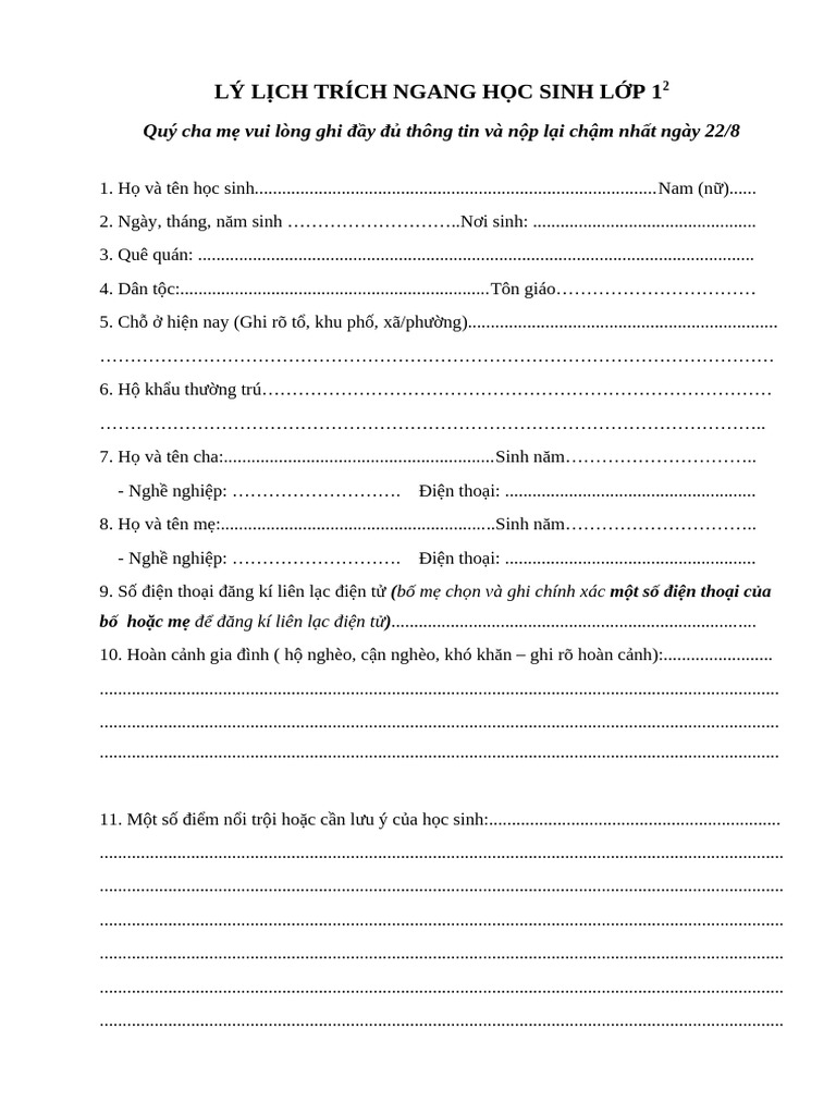 Ly Lich Trich Ngang - Dau Nam Hoc | PDF