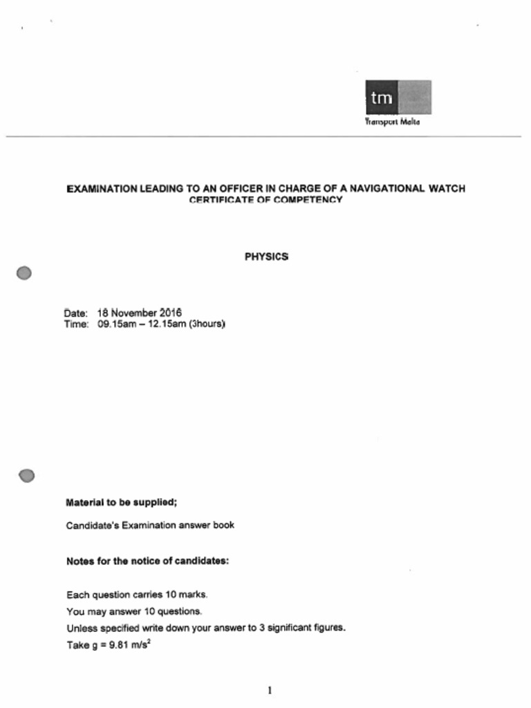 TM Physics November 2016 | PDF