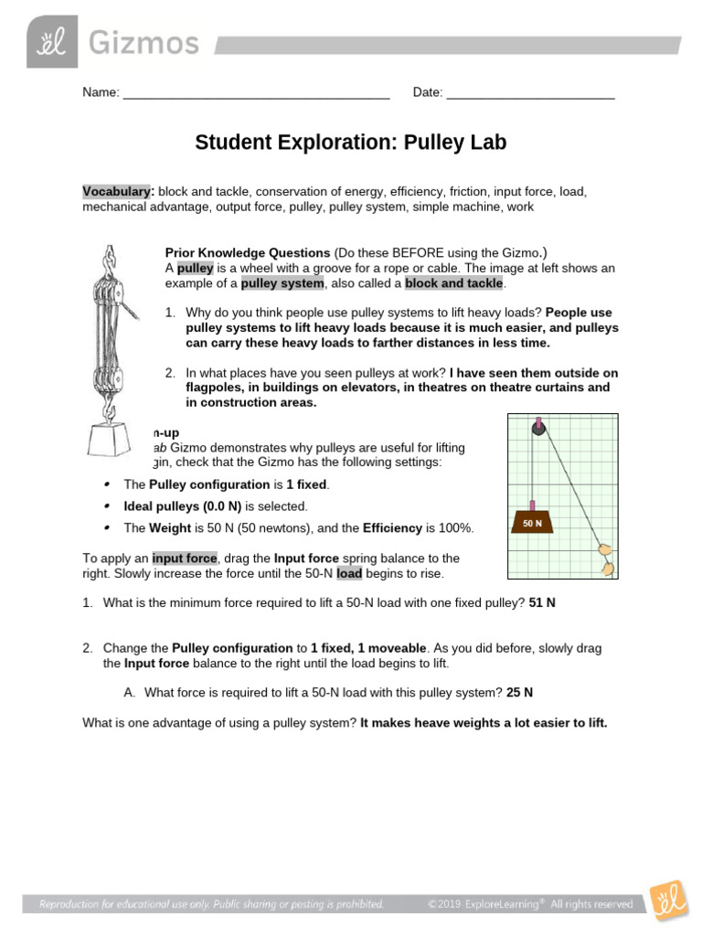 Pulley Lab SE | PDF | Force | Classical Mechanics