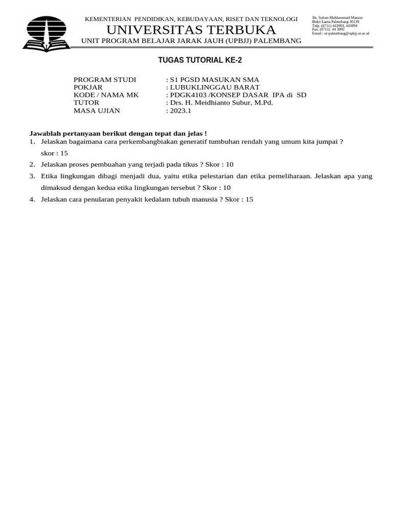 Soal Tugas Tutorial-2 | PDF