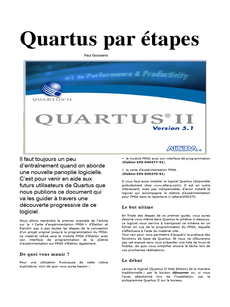 Guide pratique pour utiliser Quartus | PDF | Programmation informatique ...