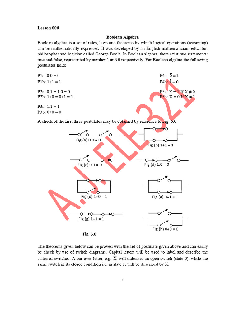 ELE 321 Lesson 006-1 | PDF | Logic Gate | Mathematical Logic