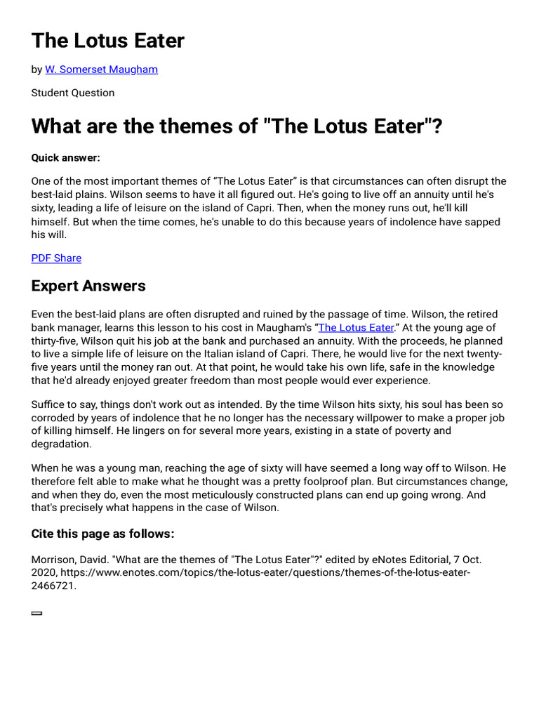 What Are The Themes of - The Lotus Eater | PDF | History | Young Adult