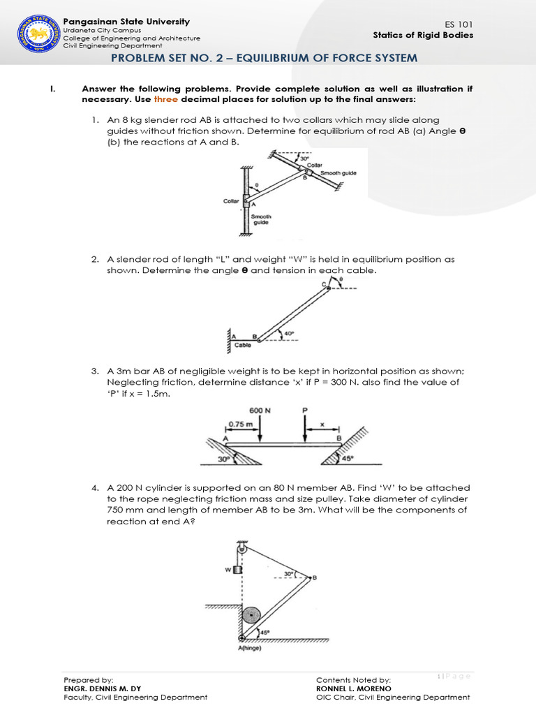 Es 101 Statics Ps2 1 | PDF | Friction | Classical Mechanics