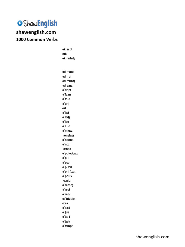 Common Verbs with Pronunciation | PDF