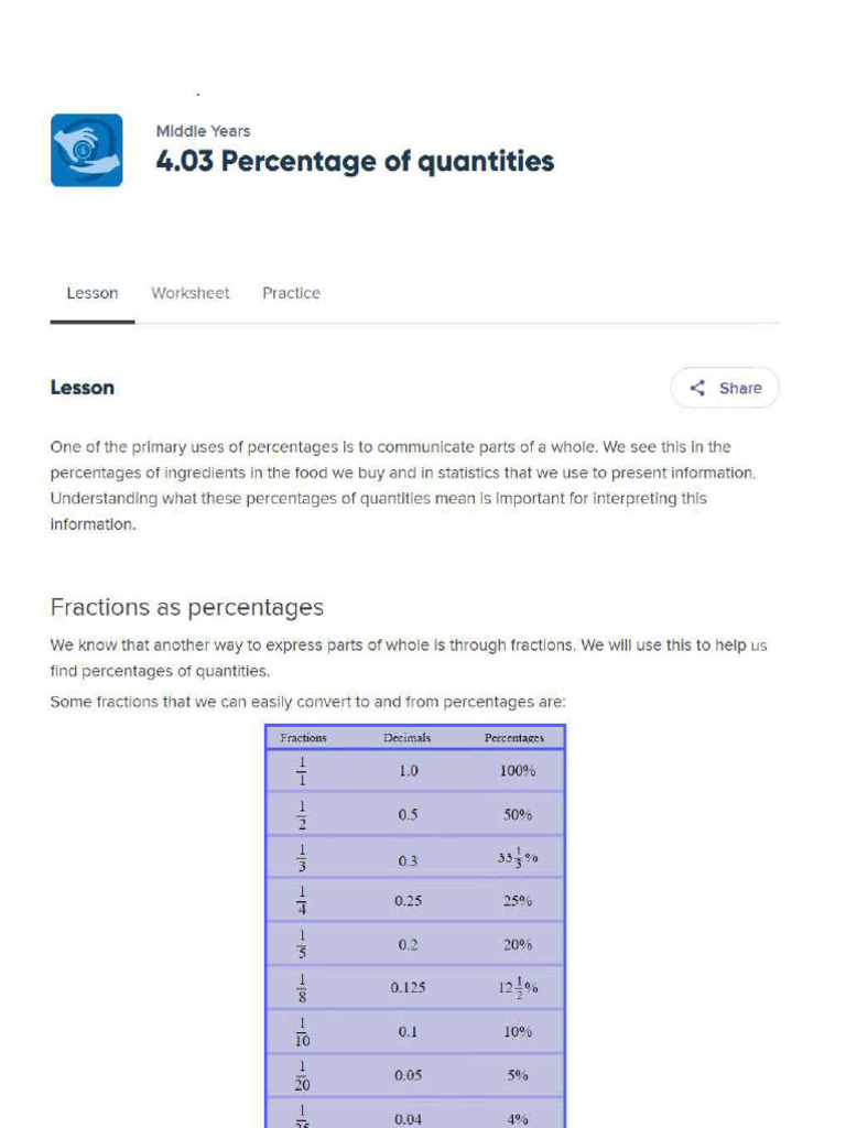 Percentage of Quantity | PDF
