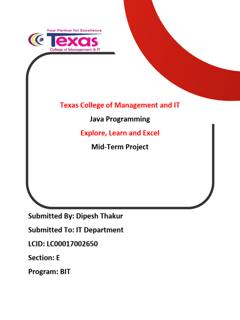 Assignment2 Java BITsem2E Dipesh 1726290368812 | PDF | Class (Computer Programming) | Method ...