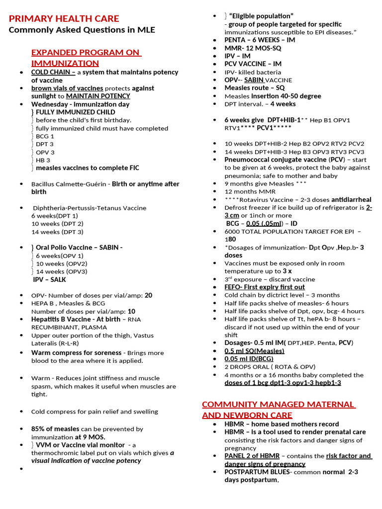 Immunization & Maternal Care Guide | PDF | Tuberculosis | Rabies
