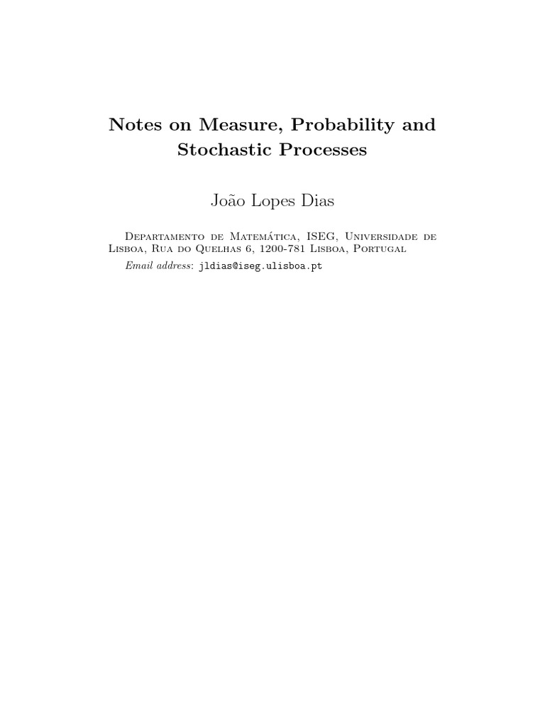 Notes On Measure, Probability and Stochastic Processes | PDF ...