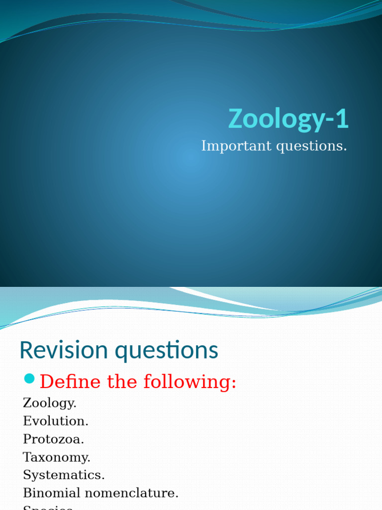 Zoology-1 Questions | PDF | Science & Mathematics