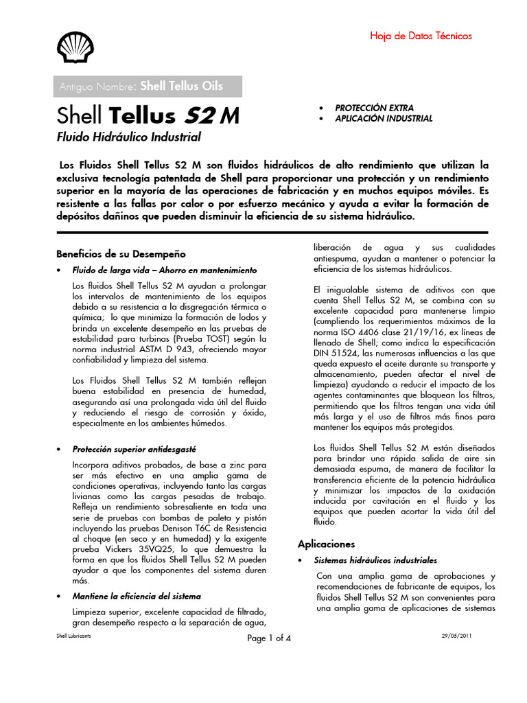 Aceite Shell Tellus S2 M | PDF | Tecnología