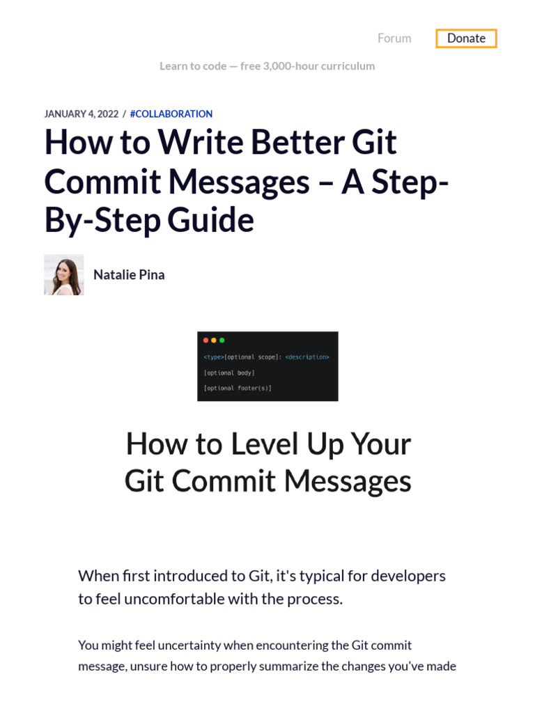 How To Write Better Git Commit Messages A Step By Step Guide Pdf Business