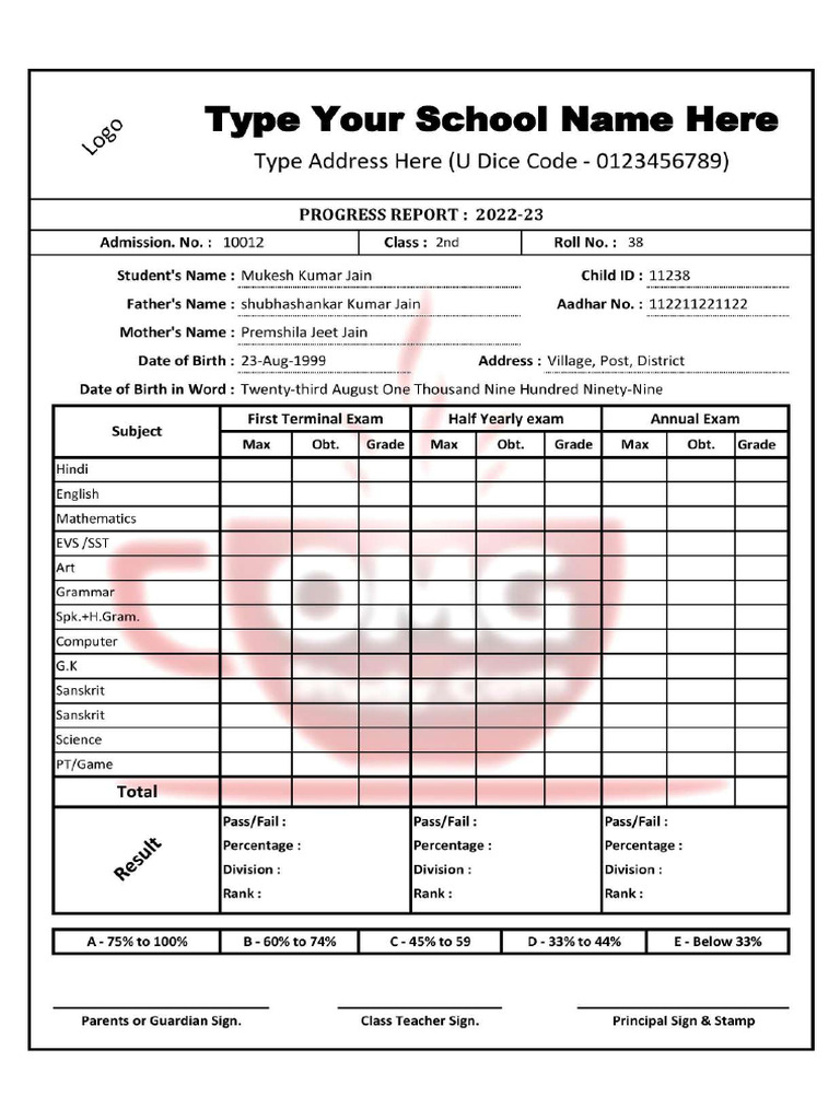 Marksheet Template-3 2 | PDF