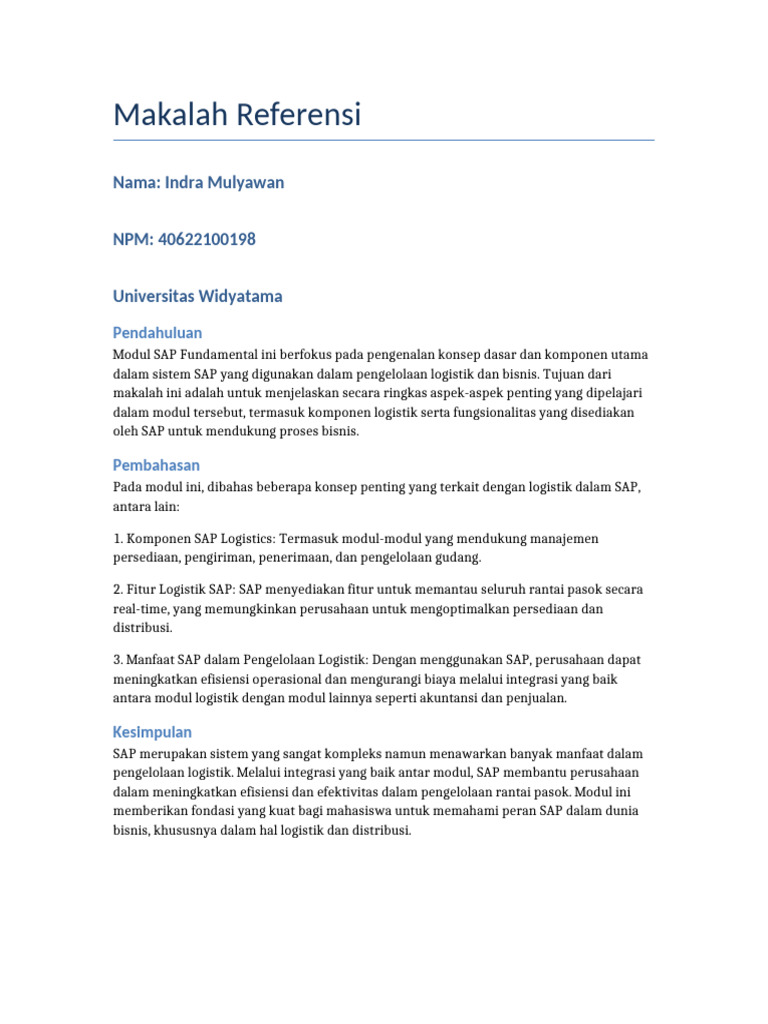 Pengenalan SAP dalam Pengelolaan Logistik | PDF