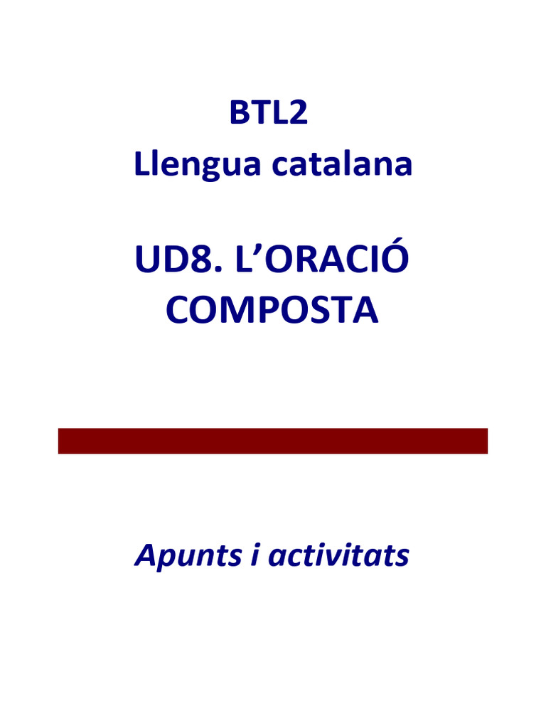 Dossier Oració Composta (2024) | PDF