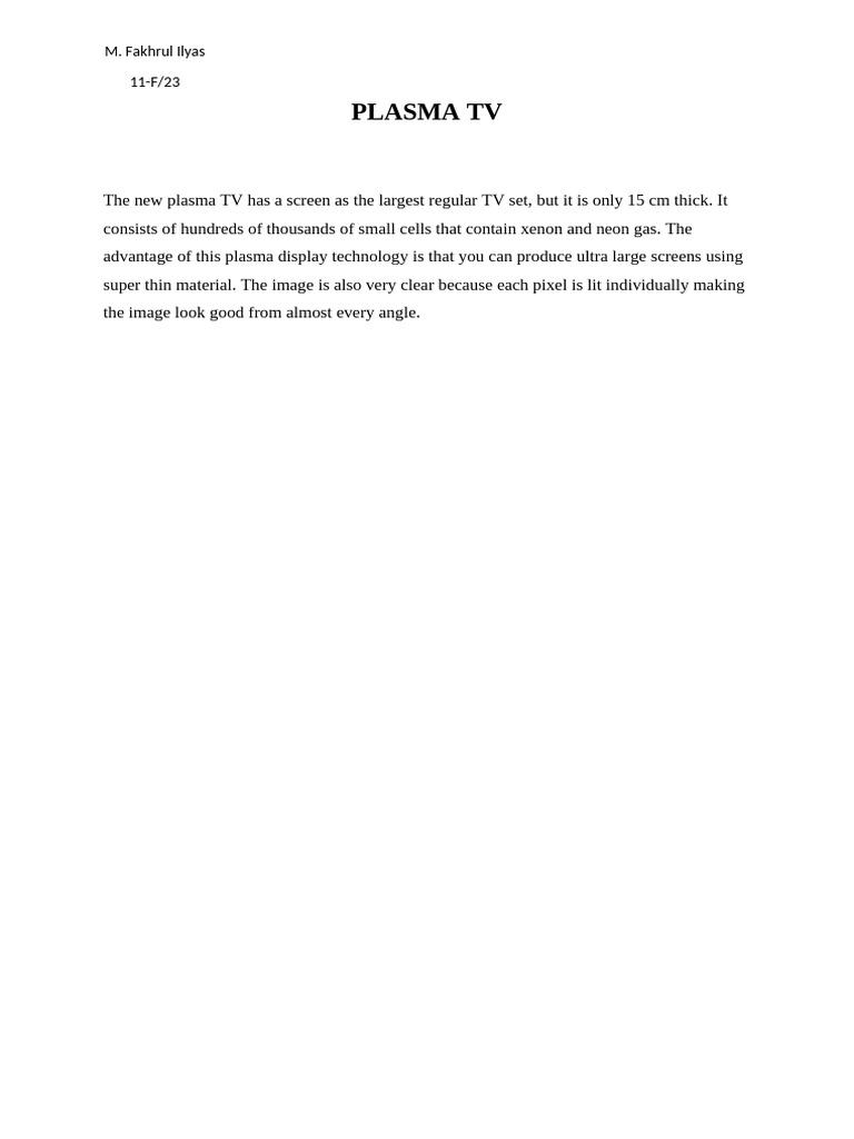 Plasma TV Technology Overview | PDF