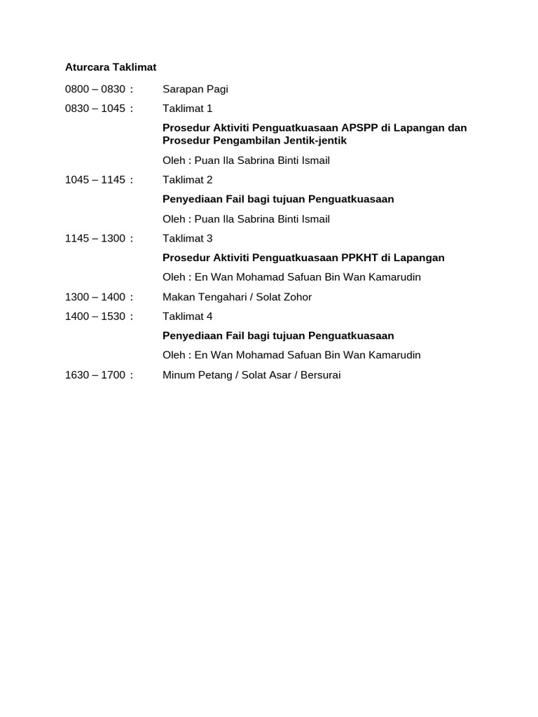 Tentatif Program Tklimt | PDF