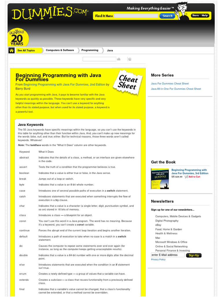 Beginning Programming With Java For Dumm Pdf Class Computer Programming Method Computer