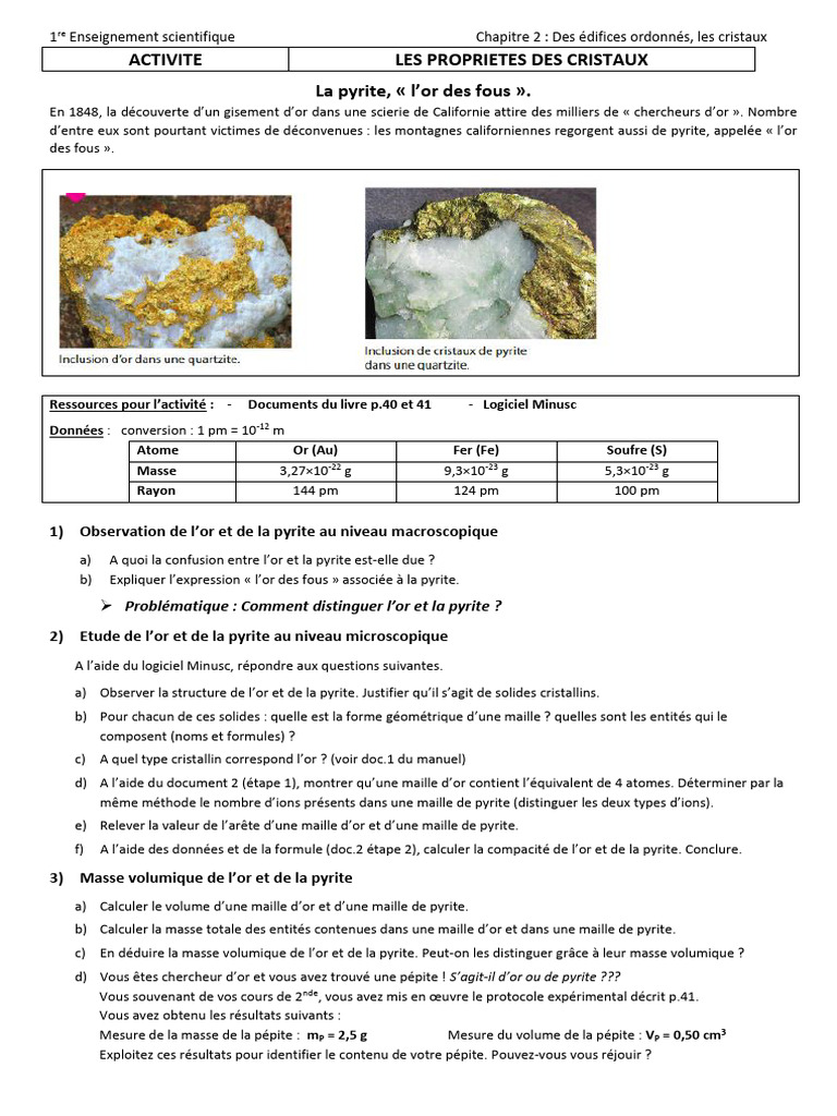 ACT Les Propri T S Des Cristaux 2024 | PDF | Cristal | Science des ...