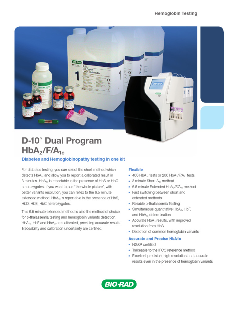 D-10 Dual Program Hba /F/A: Diabetes and Hemoglobinopathy Testing in ...