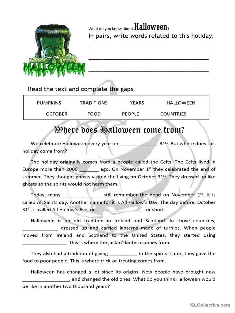 Halloween Reading | PDF | Halloween | Trick Or Treating