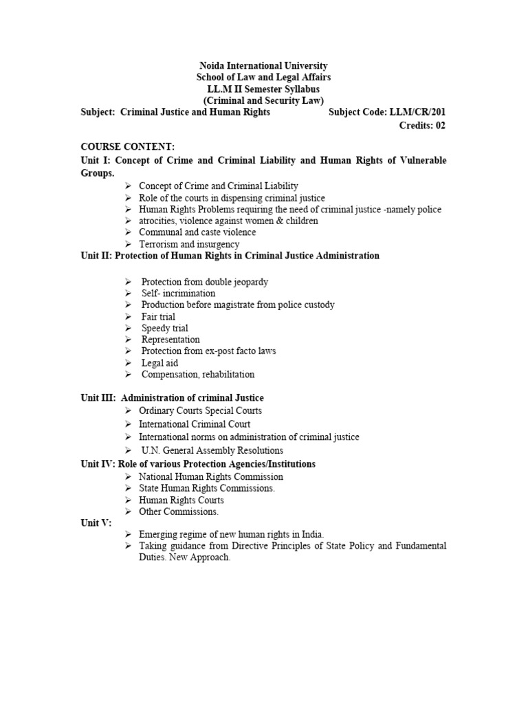 LL.M II Semester Syllabus Overview | PDF | Labour Law | Intellectual ...
