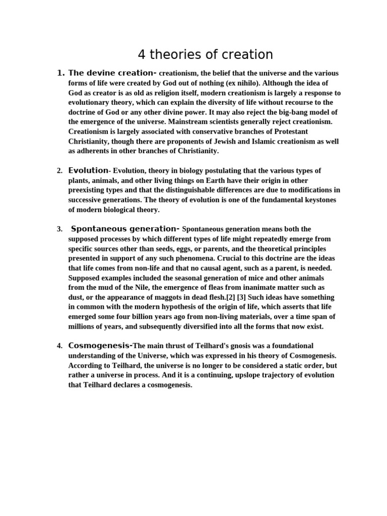 4 Theories of Creation | PDF