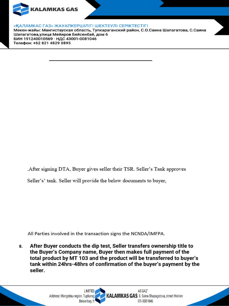 Kalamkas Gas-Tank To Tank Procedures | PDF | Home & Garden