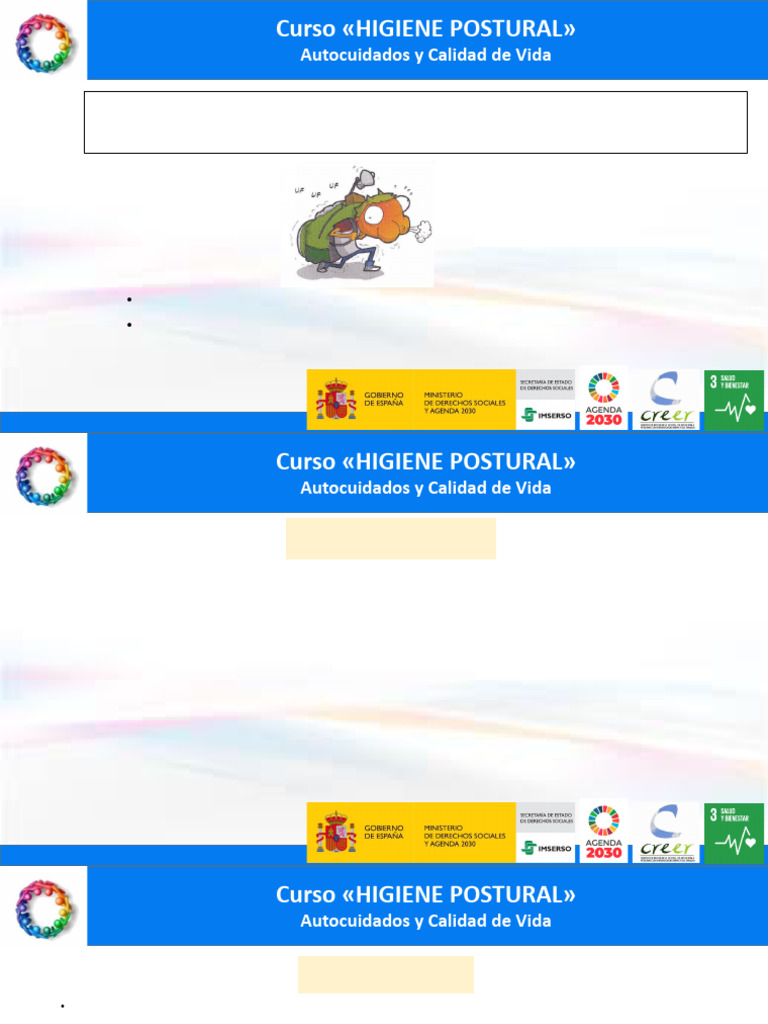 Presentacion 2023 Curso Higiene Postural | PDF | Dolor lumbar | Medicina
