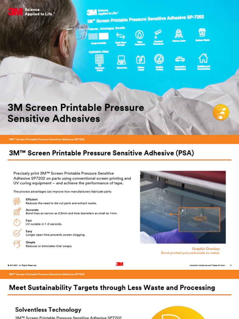 3M Screen Printable PSA SP7202 External Presentation | PDF | Adhesive ...