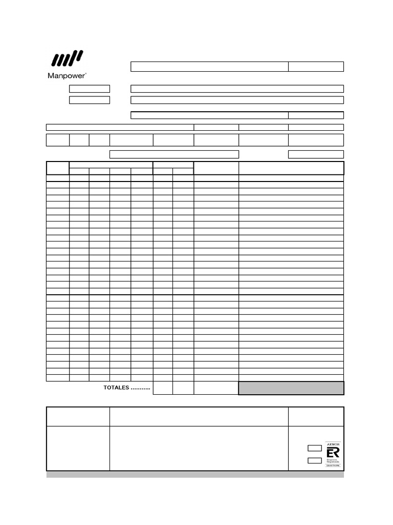 Hoja Horas Manpower | PDF