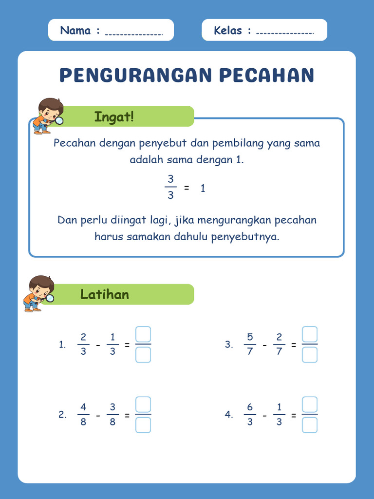 Pengurangan Pecahan | PDF