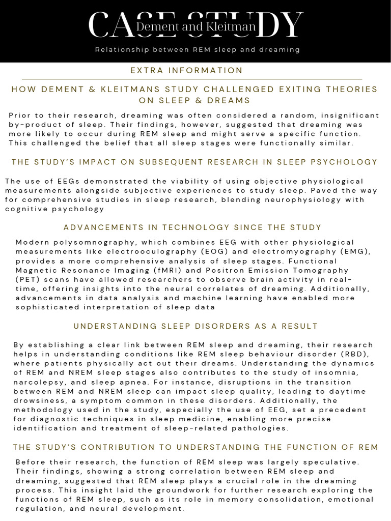 further info on Dement and Kleitman | PDF | Sleep | Rapid Eye Movement ...