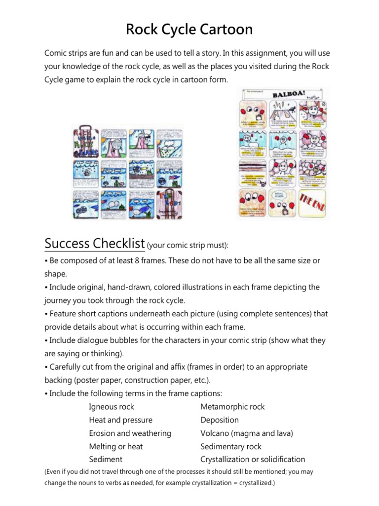Rock Cycle Cartoon Rubric | PDF | Rock (Geology) | Geology