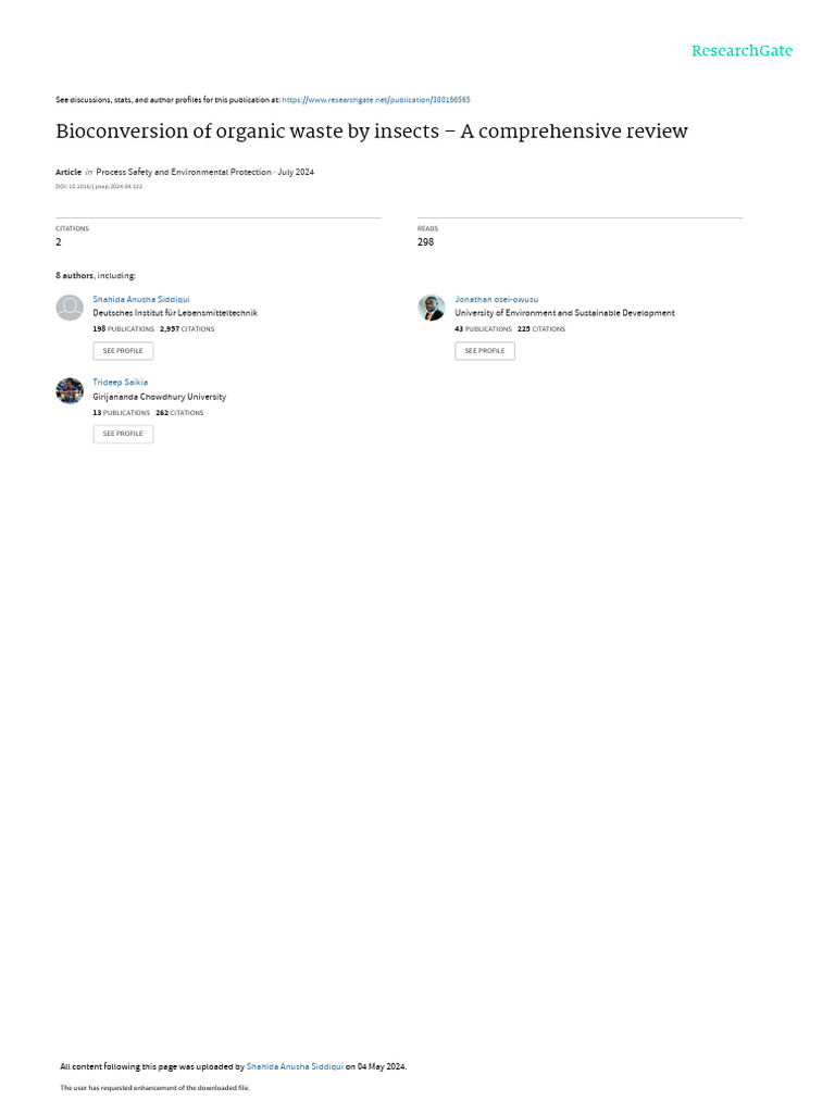 Bioconversion of Organic Waste by Insects A Comprehensive Review | PDF | Waste Management | Waste